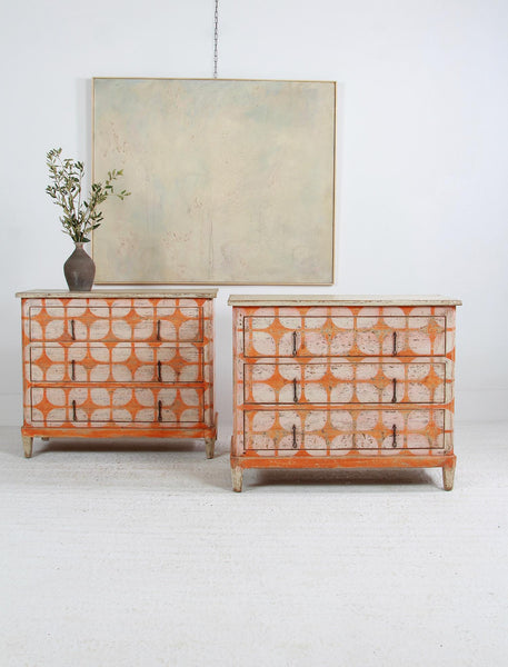 STUNNING PAIR OF CONTINENTAL-STYLE COMMODES WITH FABULOUS HAND-PAINTED ...