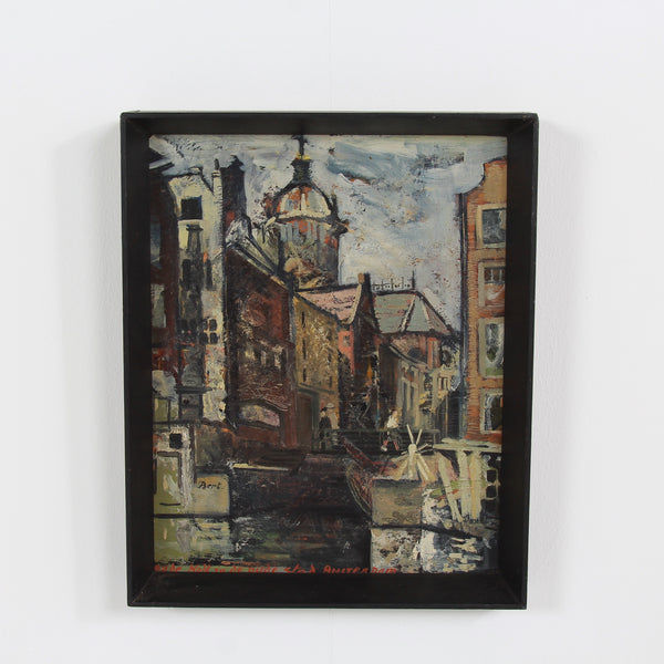 Framed Oil On Board, Amsterdam, Signed By Bert Broomhead – Anton & K