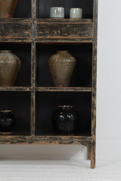 Impressive Antique Black Painted Open Display Cabinet – Anton & K