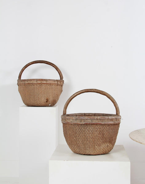 Charming Antique Country Willow Baskets with Tree Branch Handles ...