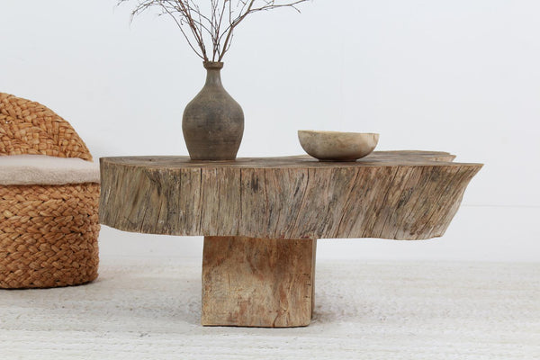 Organic Primitive Oak Wooden Tree Trunk Coffee Table – Anton & K