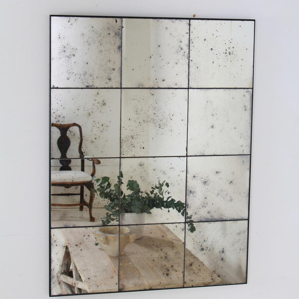 Hand Silvered Antiqued Frameless Panelled Foxed Mirror – Anton & K